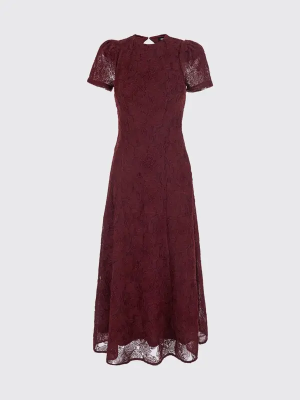 ROTATE BY BIRGER CHRISTENSEN A-line Mesh Midi Dress With Full Skirt And Short Sleeves