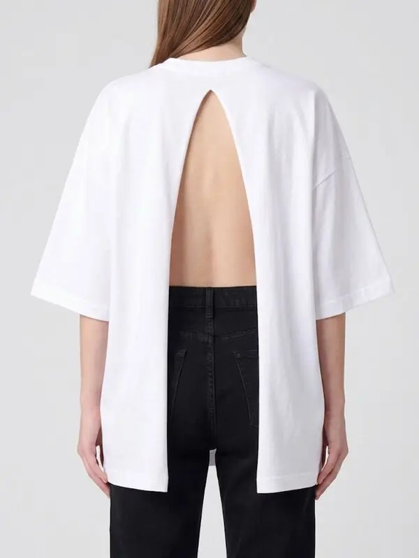 HAIKURE Oversized Cotton T-shirt With Crew Neck And Back Slit