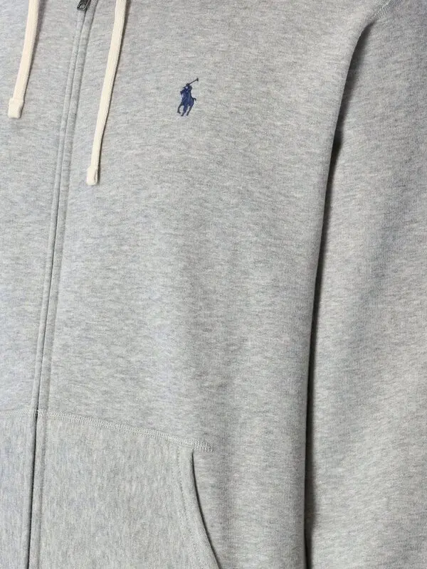 Polo Ralph Lauren Cotton Blend Zip-up Hoodie With Embroidered Pony Logo - Grey