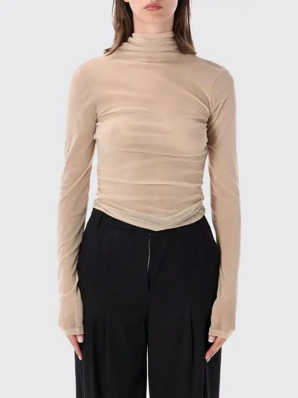 LEMAIRE Sheer Tulle Turtleneck Top With Tie Fastening - Pink