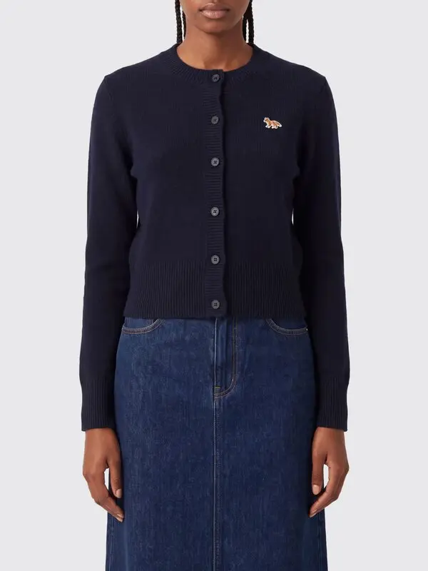 Maison Kitsuné Chillax Fox Logo Patch Merino Wool Cardigan - Navy