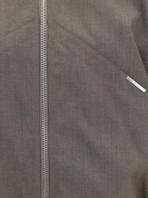 Attico Cropped Wool Blend Bomber Jacket With High Neck And Padded Shoulders