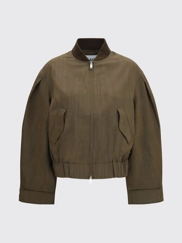 GANNI Relaxed Fit Merino Wool Cropped Bomber Jacket