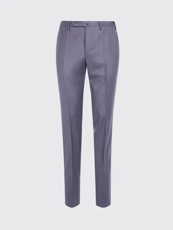 Incotex Slim Fit Wool Flannel Chinos With Off-centre Closure - Brown