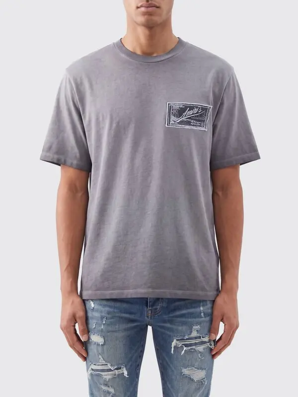 Amiri Crew Neck Cotton T-shirt With Graphic Logo Print And Dropped Shoulders