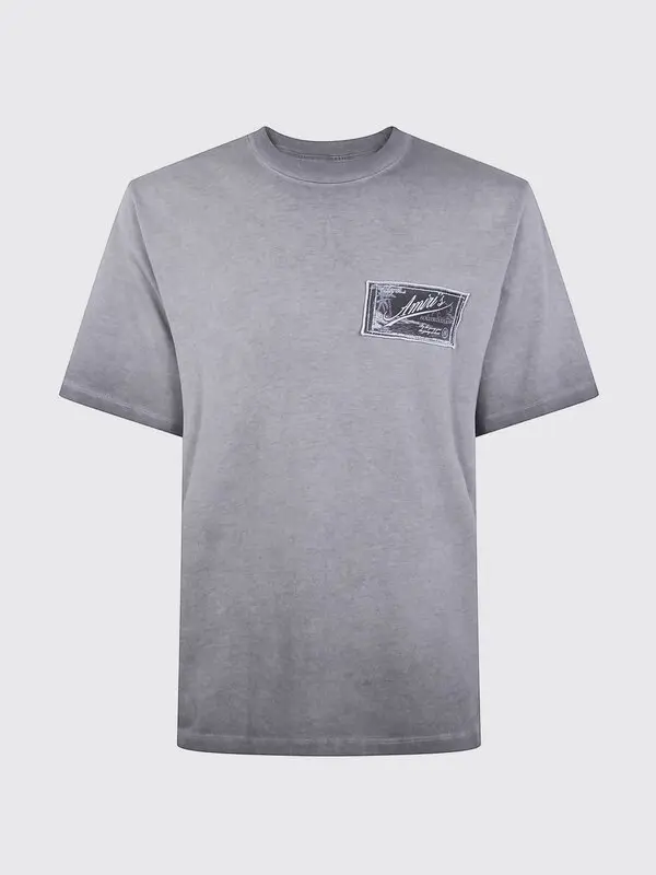 Amiri Crew Neck Cotton T-shirt With Graphic Logo Print And Dropped Shoulders