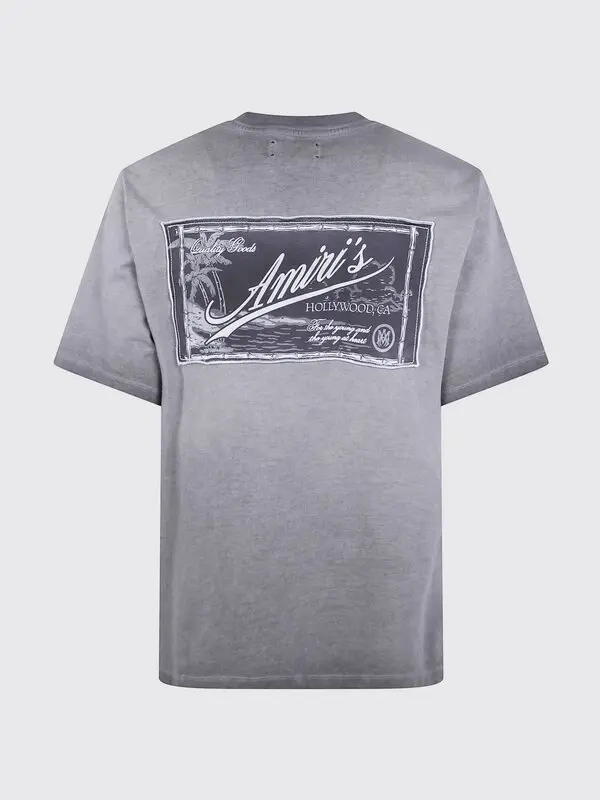 Amiri Crew Neck Cotton T-shirt With Graphic Logo Print And Dropped Shoulders