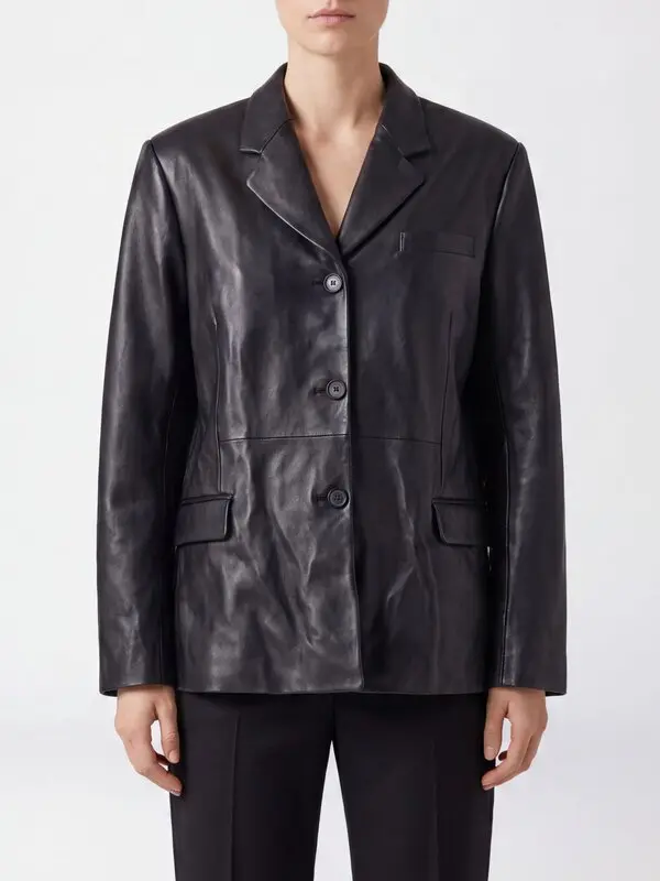 Magda Butrym Single-breasted Sheepskin Leather Blazer With Flap Pockets
