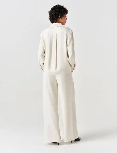 GHOST LONDON Esther Collared Satin Shirt - Ivory