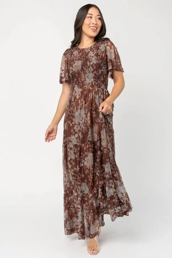 XH TEXTILES Adelaide Floral Mesh Maxi Dress