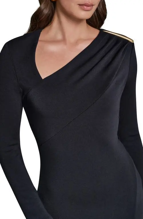 Donna Karan New York Asymmetric Neck Long Sleeve Body-con Dress - Black