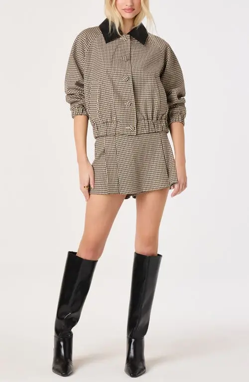 Astr The Label Billie Gingham Jacket With Faux Leather Collar