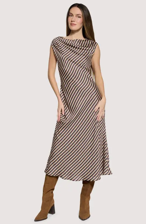 LOST + WANDER Chelsea Lane Stripe Satin Midi Dress