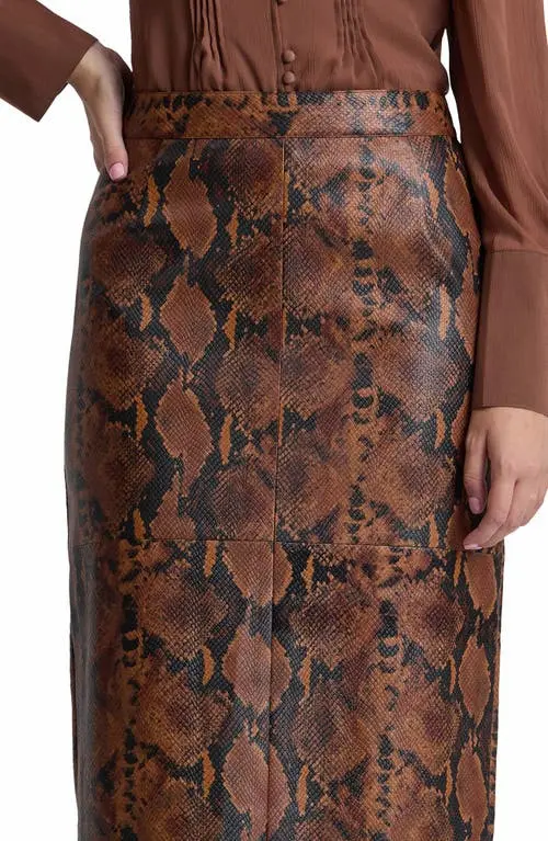 Avec Les Filles Faux Leather Midi Skirt