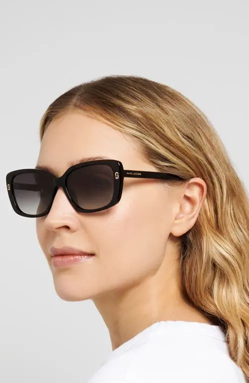 Marc Jacobs Tortoiseshell Rectangle Sunglasses - Black/dark Grey Sf