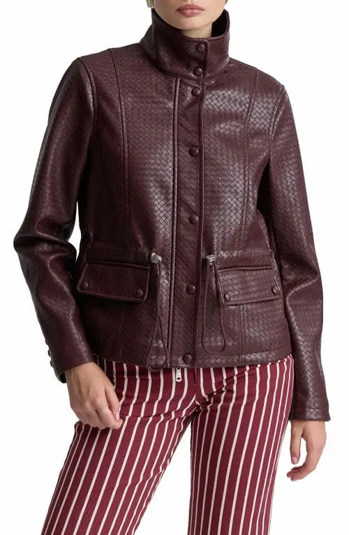 Avec Les Filles Woven Faux Leather Jacket
