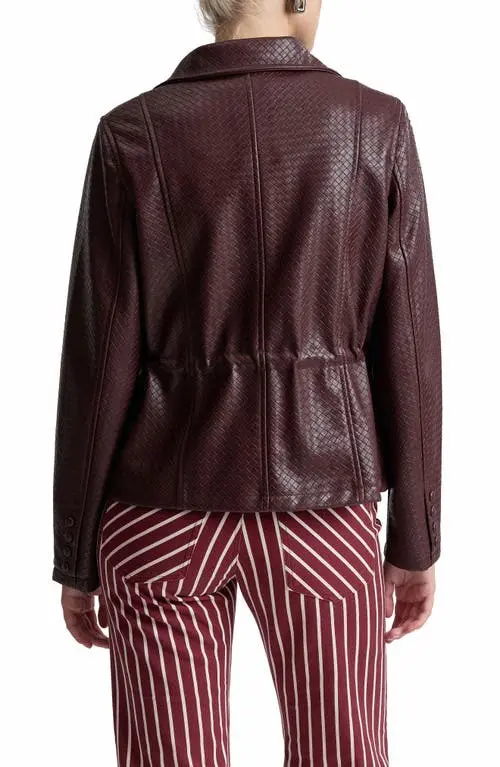 Avec Les Filles Woven Faux Leather Jacket
