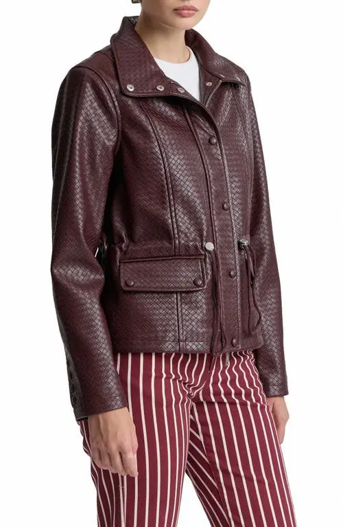 Avec Les Filles Woven Faux Leather Jacket