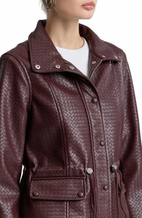 Avec Les Filles Woven Faux Leather Jacket