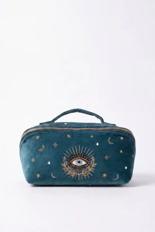 ELIZABETH SCARLETT Celestial Eye Velvet Open Flat Makeup Bag