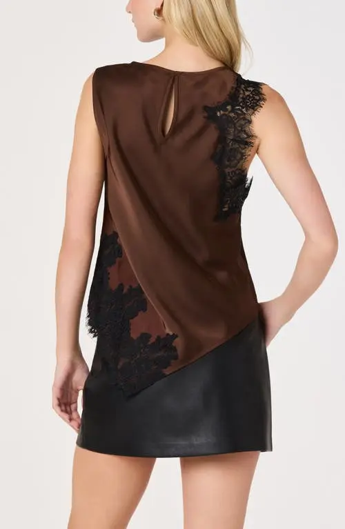 Astr The Label Beth Lace Detailed Asymmetric Top - Brown