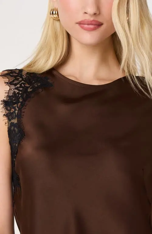 Astr The Label Beth Lace Detailed Asymmetric Top - Brown