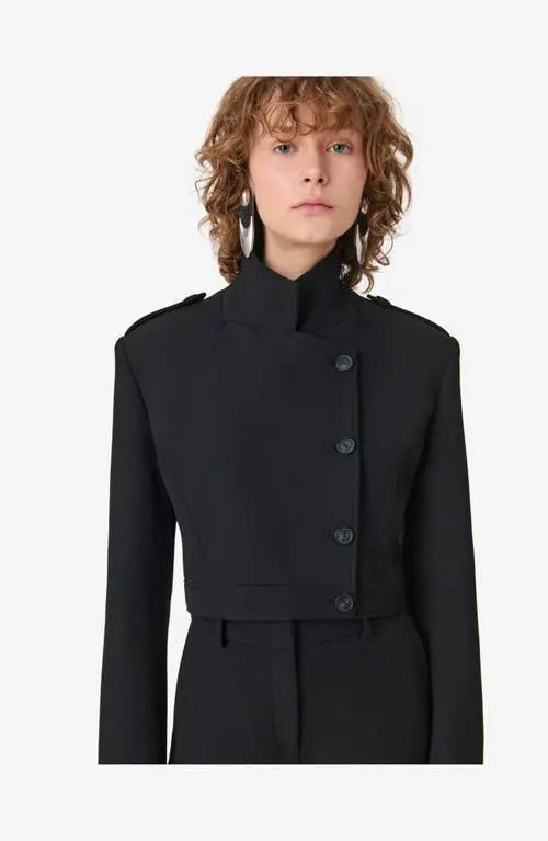 IRO PARIS Mova Cropped Jacket With High Collar And Epaulettes