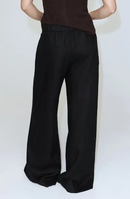 Mango Wide Leg Button Detail Linen Pants