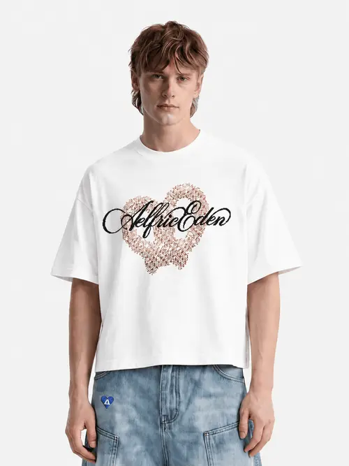 AELFRIC EDEN Heart Graphic Boxy Short Tee - White