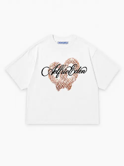 AELFRIC EDEN Heart Graphic Boxy Short Tee - White