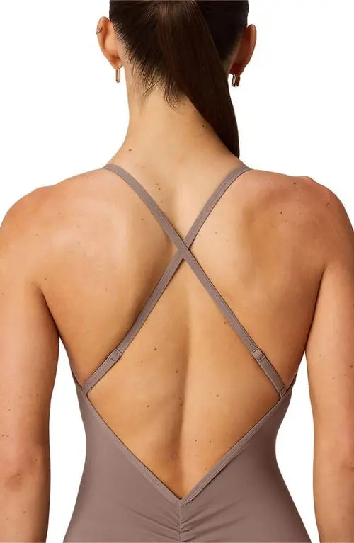 FABLETICS Booty Scrunch Pureluxe V-back Jumpsuit 4 - Desert Shadows