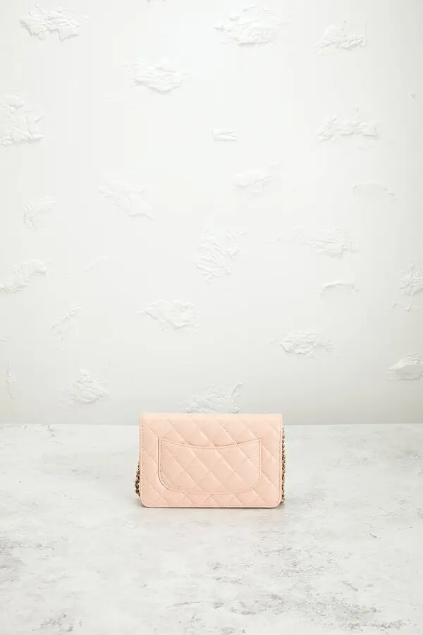 Chanel Calfskin Classic Wallet On Chain In Rose