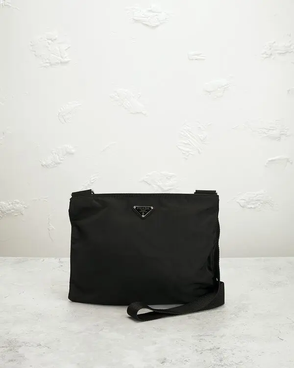 FWRD RENEW Prada Tessuto Flat Messenger Bag