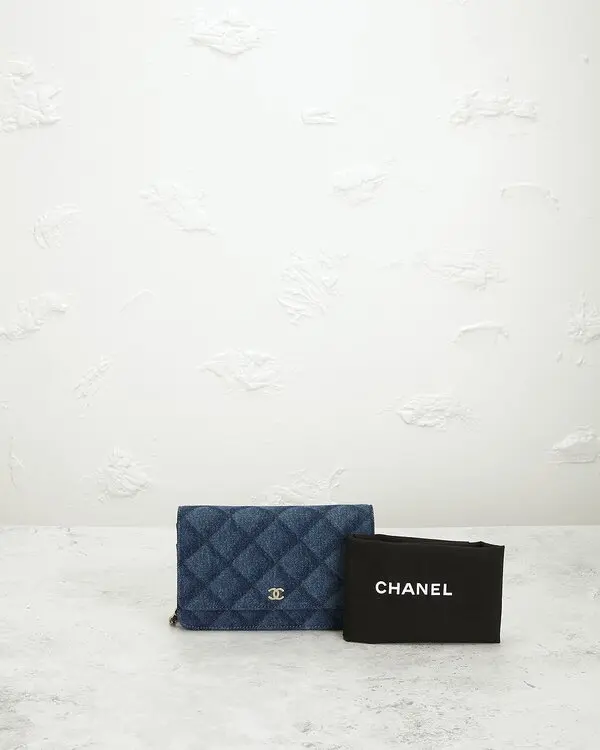 FWRD RENEW Chanel Denim Printed Wallet On Chain