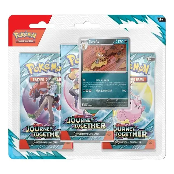 POKEMON Card Eng. 2025 : Journey Together 3 Packs Blister 'scrafty - Multi-color