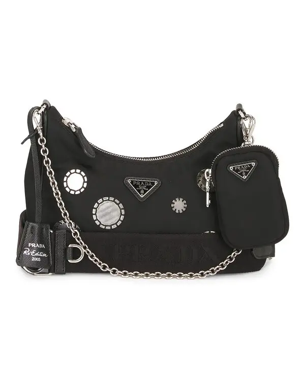 FWRD RENEW Prada Sequin Polka Dot Re-edition 2005 Re-nylon Shoulder Bag