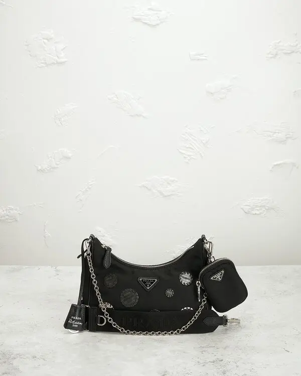 FWRD RENEW Prada Sequin Polka Dot Re-edition 2005 Re-nylon Shoulder Bag