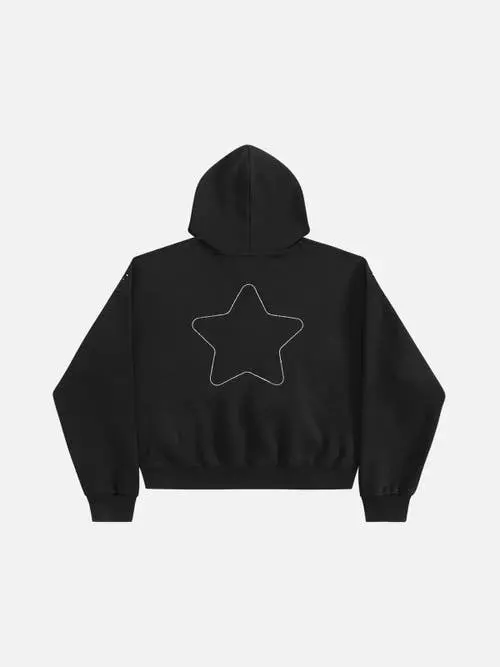AELFRIC EDEN Boxy Rhinestone Star Pullover Hoodie
