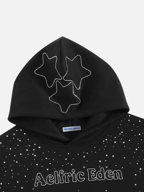 AELFRIC EDEN Boxy Rhinestone Star Pullover Hoodie