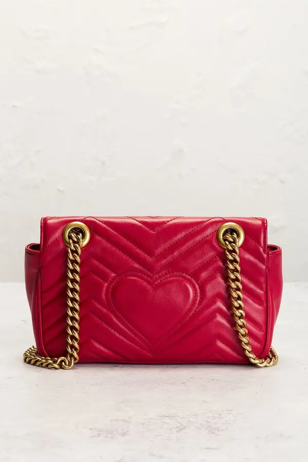Gucci Mini Gg Marmont Shoulder Bag - Hibiscus Red