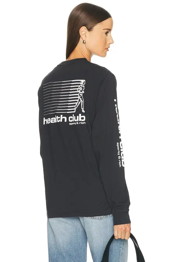 SPORTY & RICH Bold Health Longsleeve Tee - Faded Black