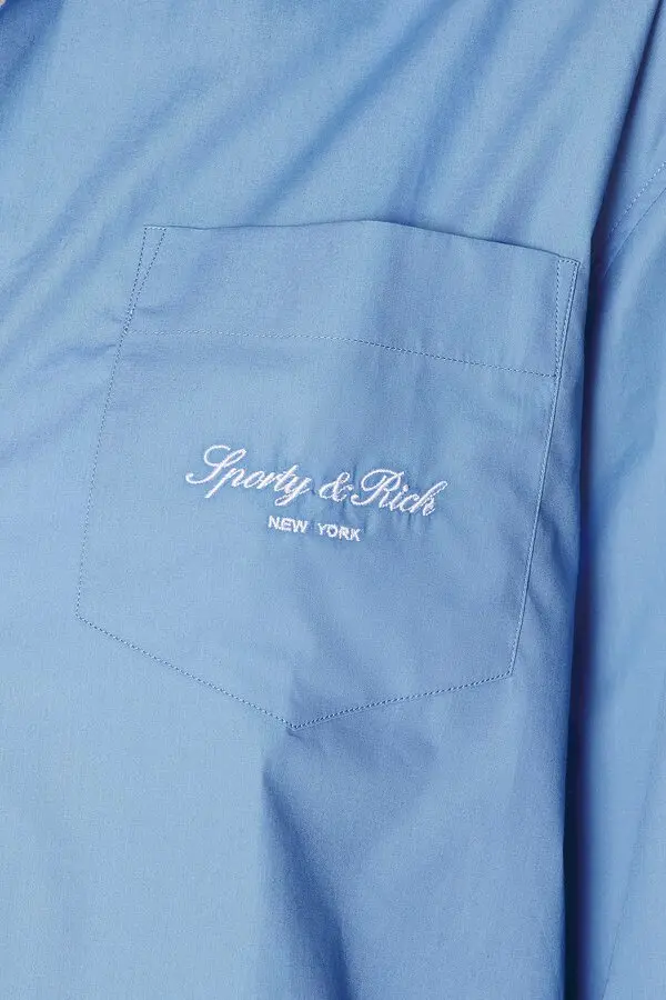 SPORTY & RICH Signature Ny Oversized Shirt In Blue