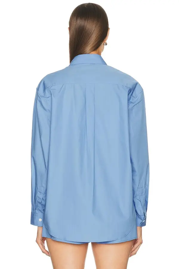 SPORTY & RICH Signature Ny Oversized Shirt In Blue