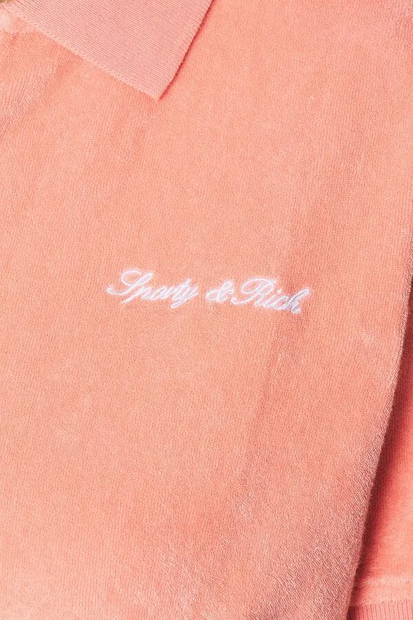 SPORTY & RICH Signature Logo Terry Polo Top