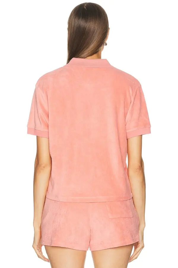 SPORTY & RICH Signature Logo Terry Polo Top