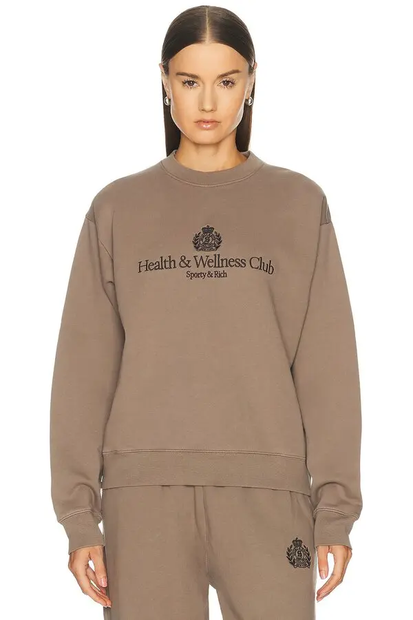 SPORTY & RICH H&amp;w Crest Embroidered Crewneck Sweatshirt