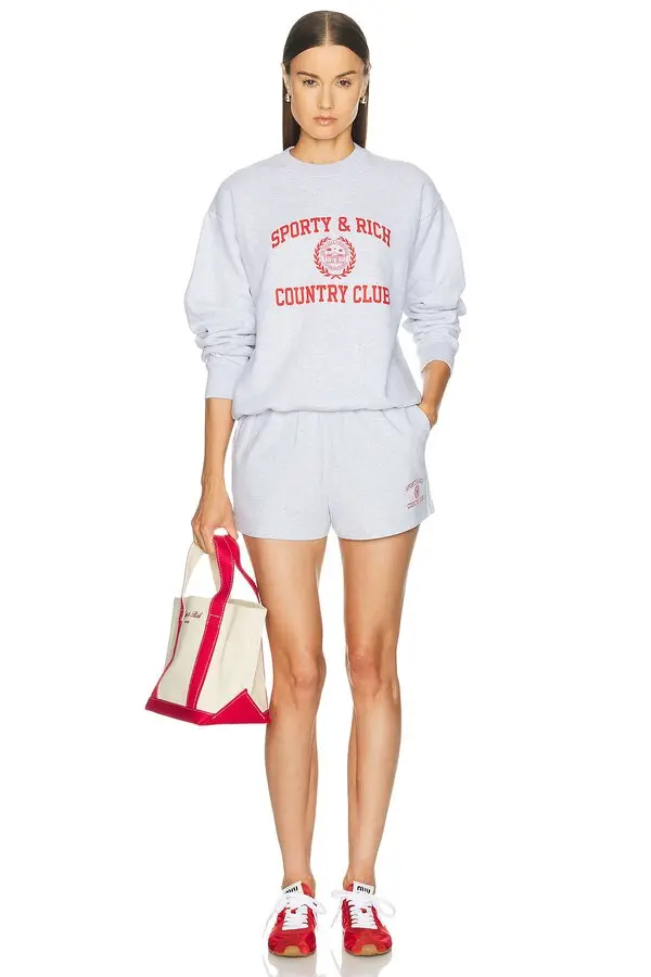 SPORTY & RICH Varsity Crest Crewneck Sweatshirt