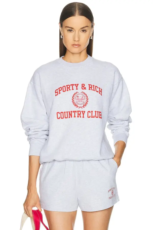 SPORTY & RICH Varsity Crest Crewneck Sweatshirt
