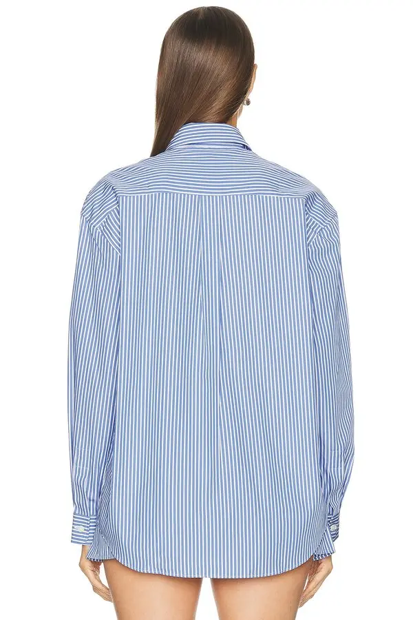 SPORTY & RICH Ny Crest Oversized Shirt In Blue