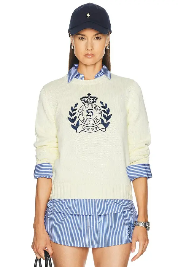 SPORTY & RICH Ny Crest Knitted Sweater